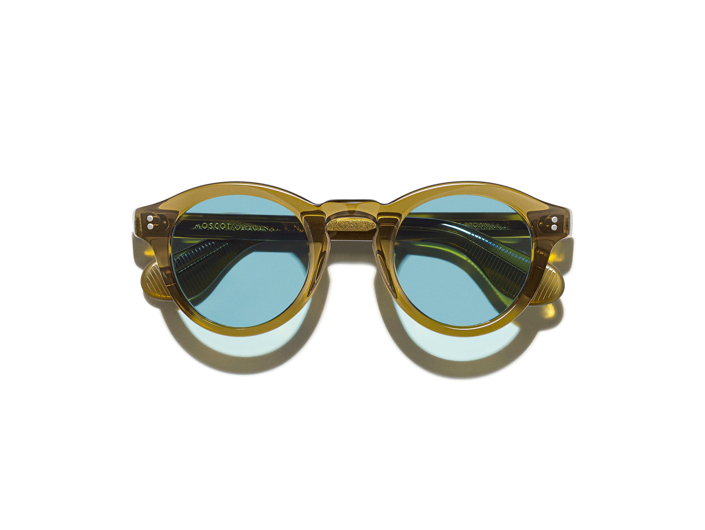 Moscot - Keppe Olive Brown - Blue GLS Lens-SUN – BLACKZMITH Optical